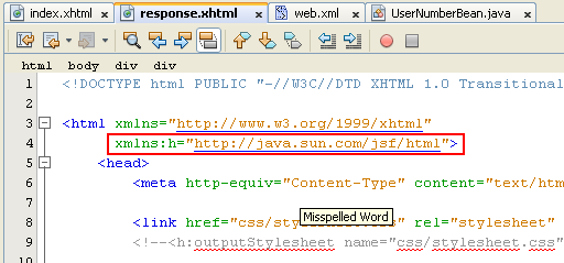 Creating the JavaServer Faces (JSF) response web page in completing the web business logic ...
